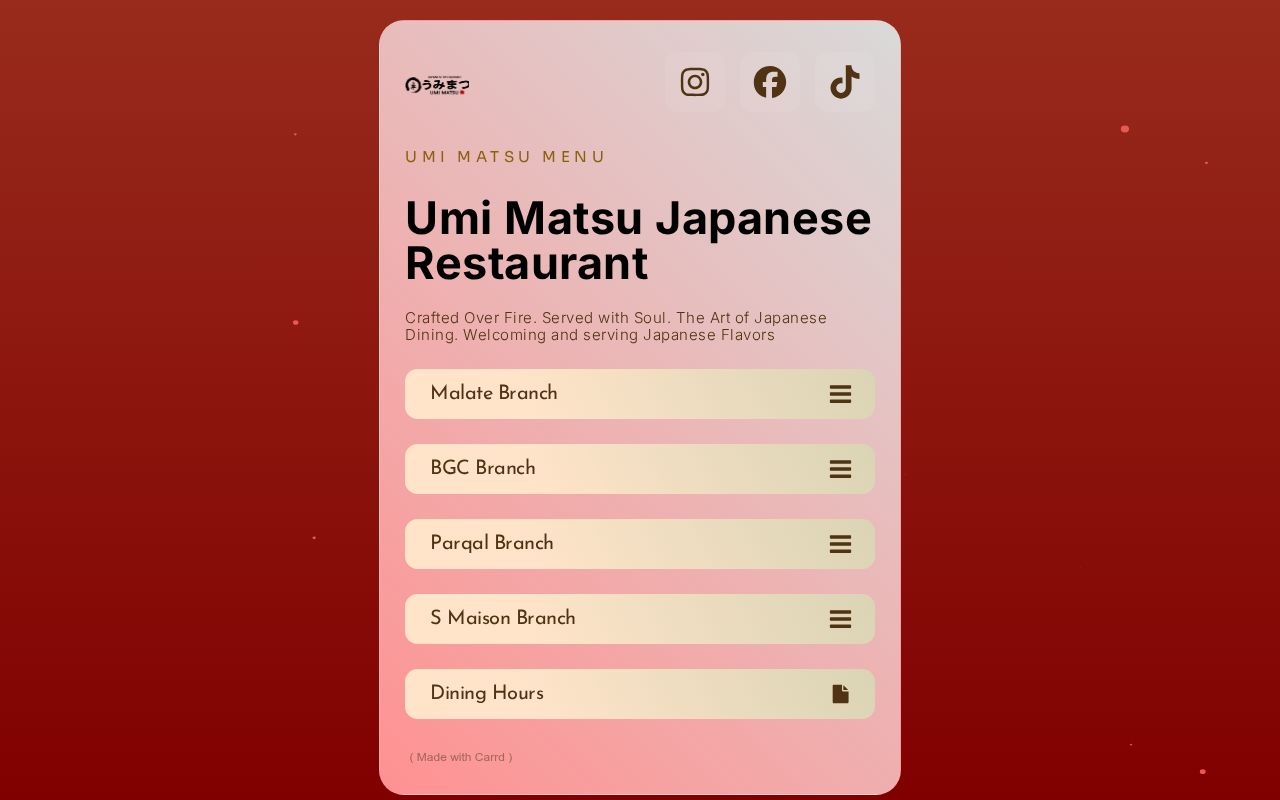 Umi Matsu Menu